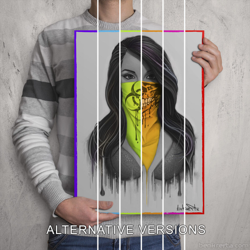 Masked Girl Art Prints - Multiple Versions - A3 - Ben Krefta.com